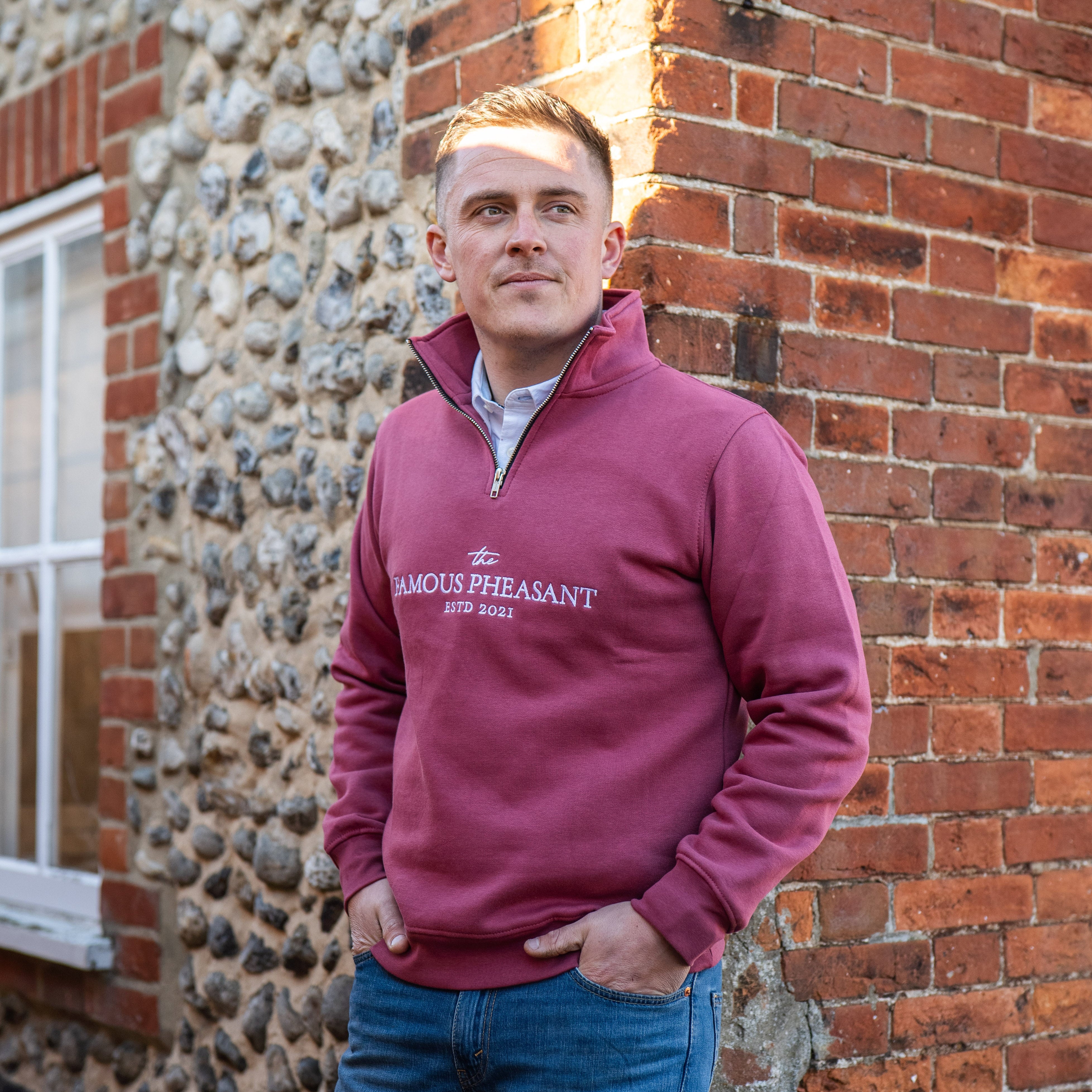 The Deluxe 1/4 Zip - Mens - Berry – The Famous Pheasant